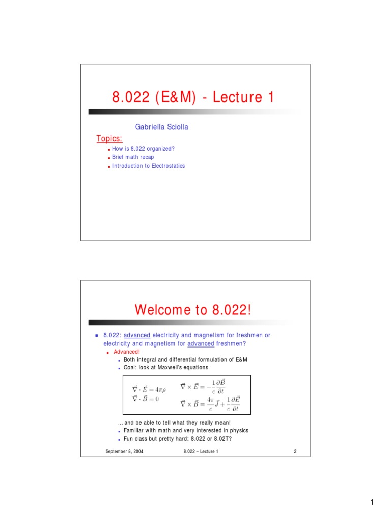 Lecture 1 | PDF | Electromagnetism | Electron