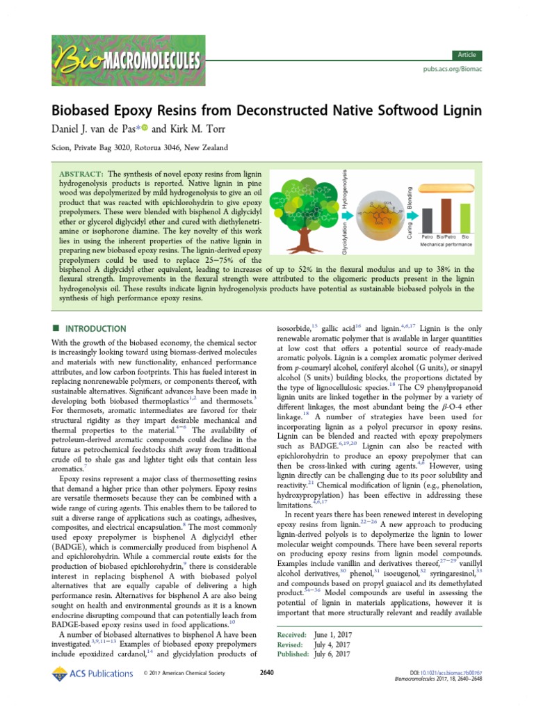 2017 - Biobased Epoxy Resins From Deconstructed Native Softwood Lignin ...
