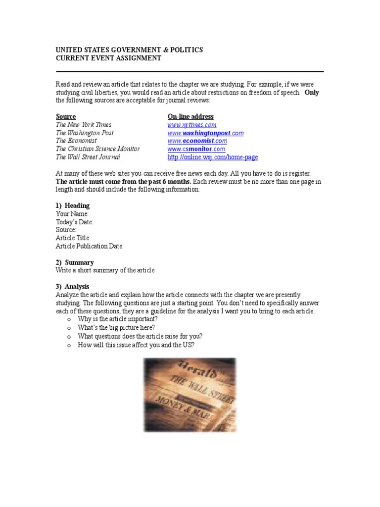 United States Government & Politics Current Event Assignment | PDF
