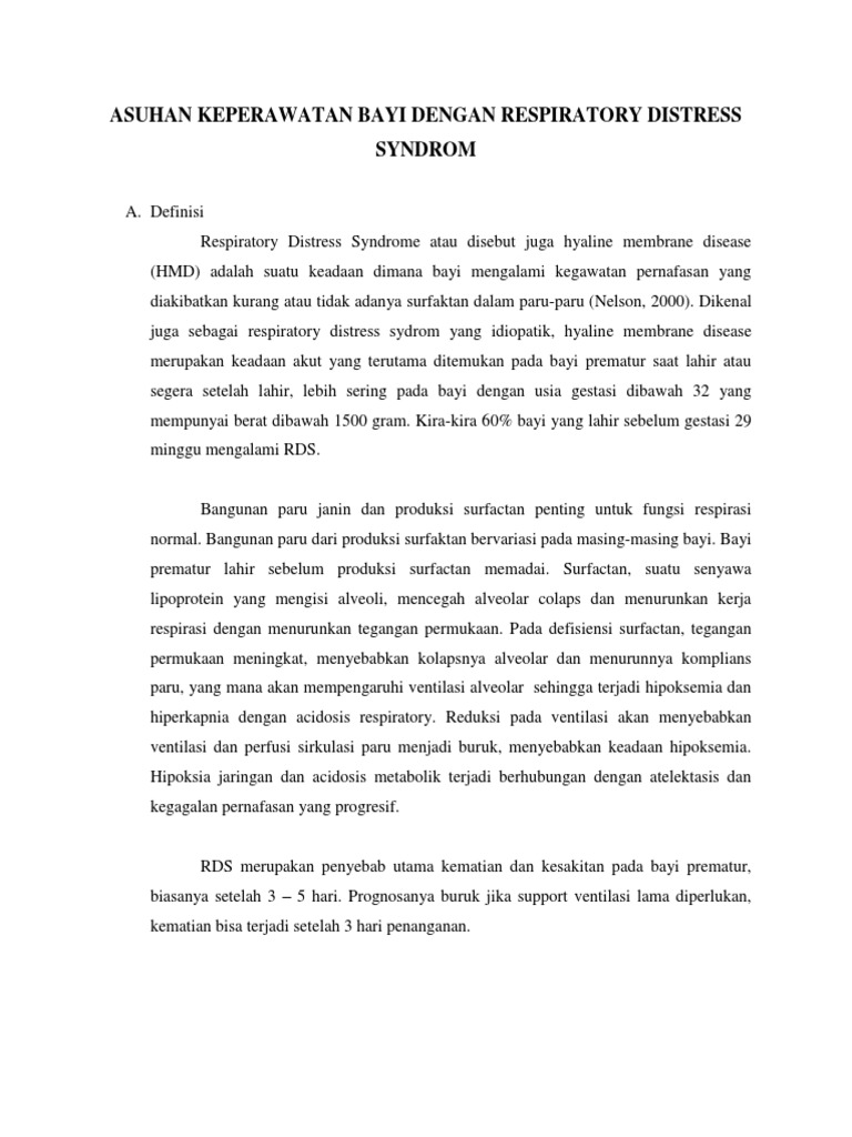 Panduan RDS pada Bayi Prematur | PDF