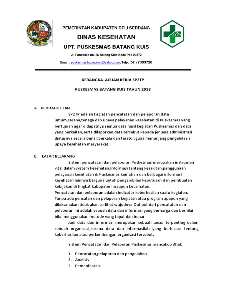 Kerangka Acuan sp2tp | PDF