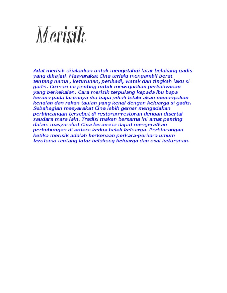 Tradisi Merisik dalam Budaya Cina | PDF