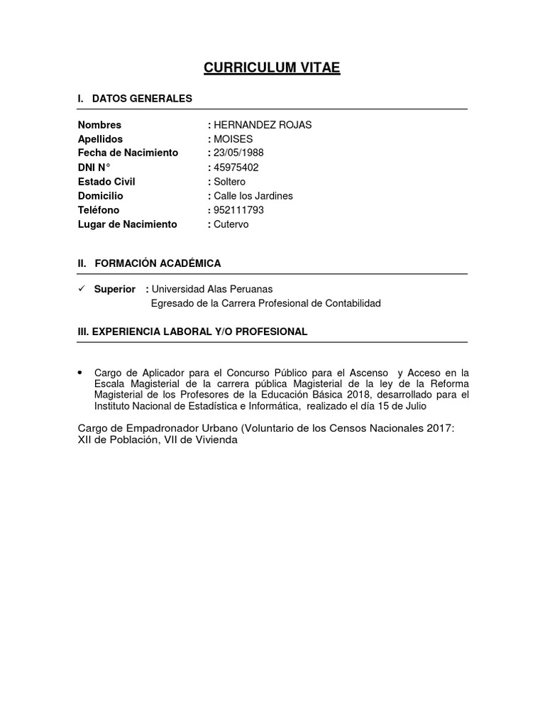 Curriculum Vitae Moises | PDF