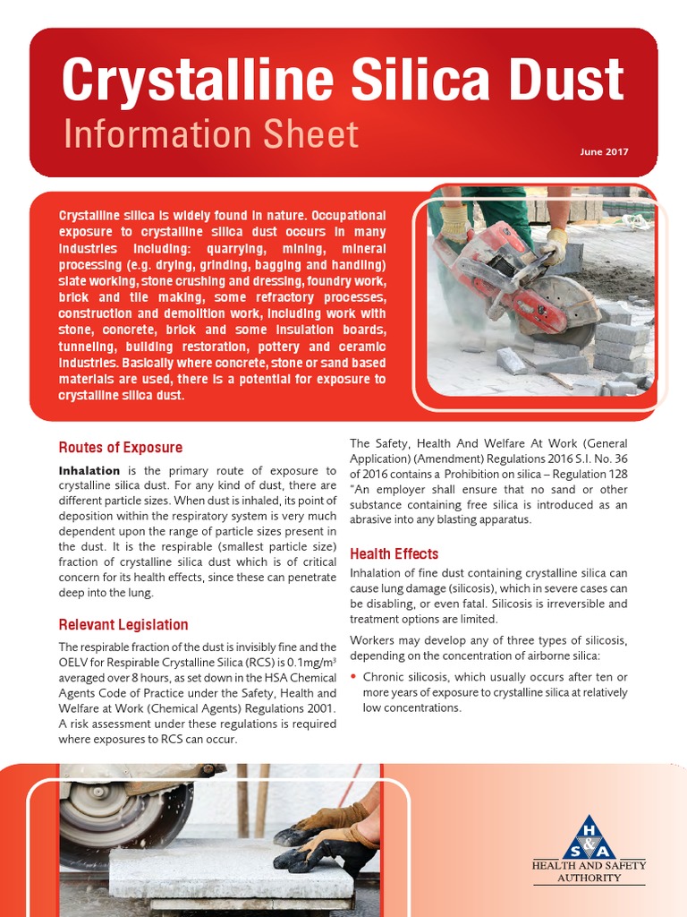 Information Sheet: Crystalline Silica Dust | PDF | Silicon Dioxide ...