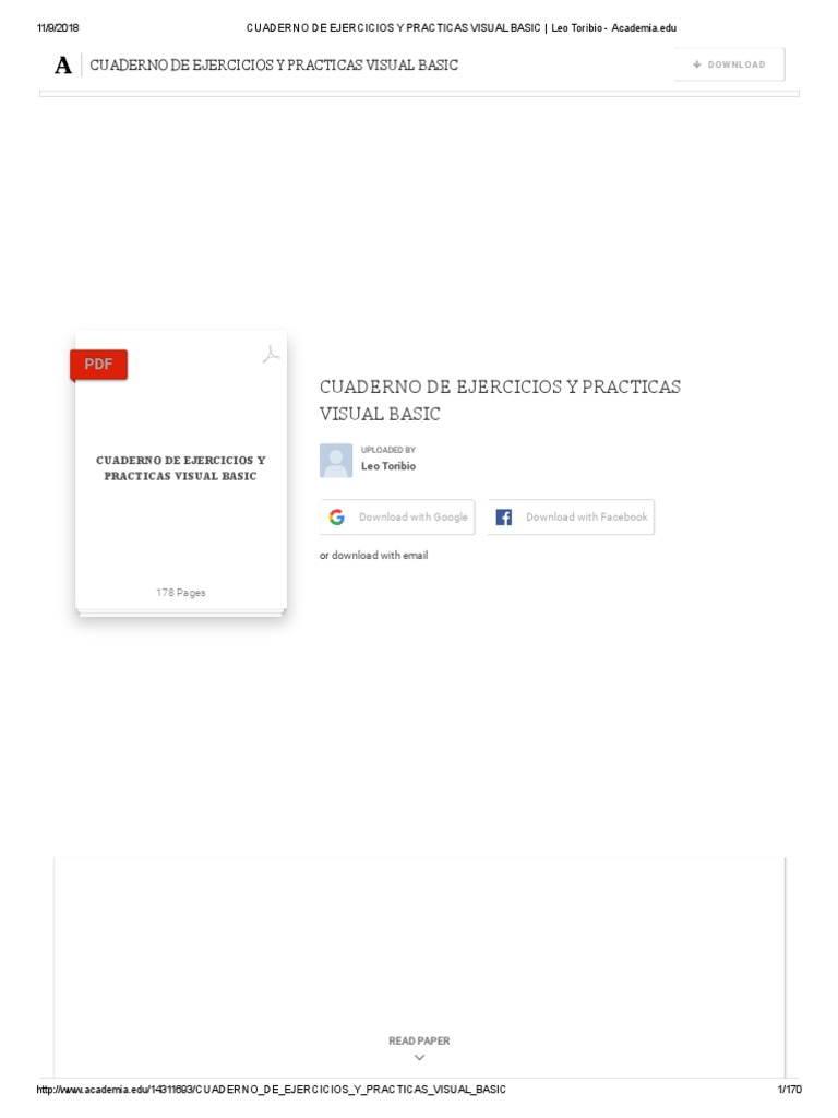 Cuaderno de Ejercicios y Practicas Visual Basic - Leo Toribio - Academia - Edu | PDF ...