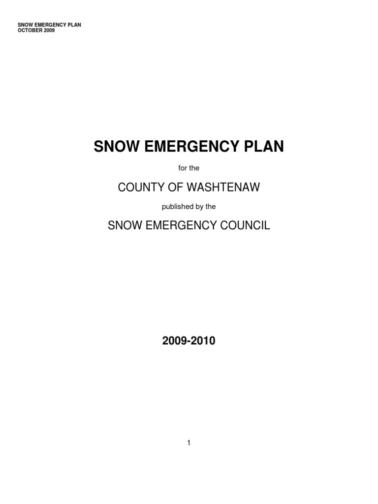 Snow Emergency Plan 2009-2010 | PDF | Snow | Winter Storm