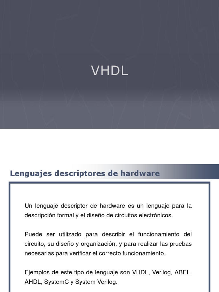 Intro VHDL | PDF | Vhdl | Lenguaje de programación