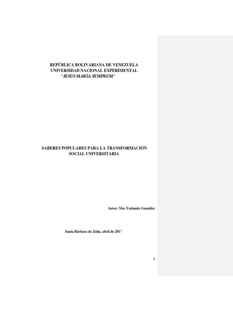 Los Saberes Populares | PDF | Conocimiento | Investigación cualitativa