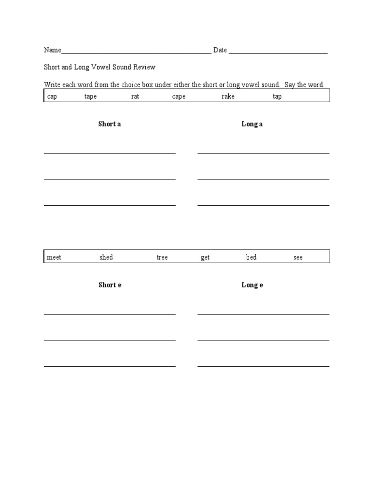 Vowel Sound Review Worksheet | PDF | Linguistics | Phonology