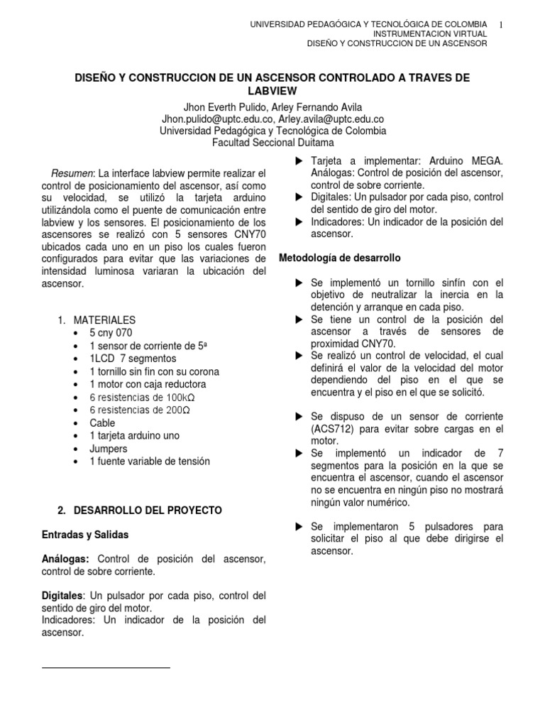 Programacion de Asensor en Labview | PDF | Ascensor | Ingenieria Eléctrica