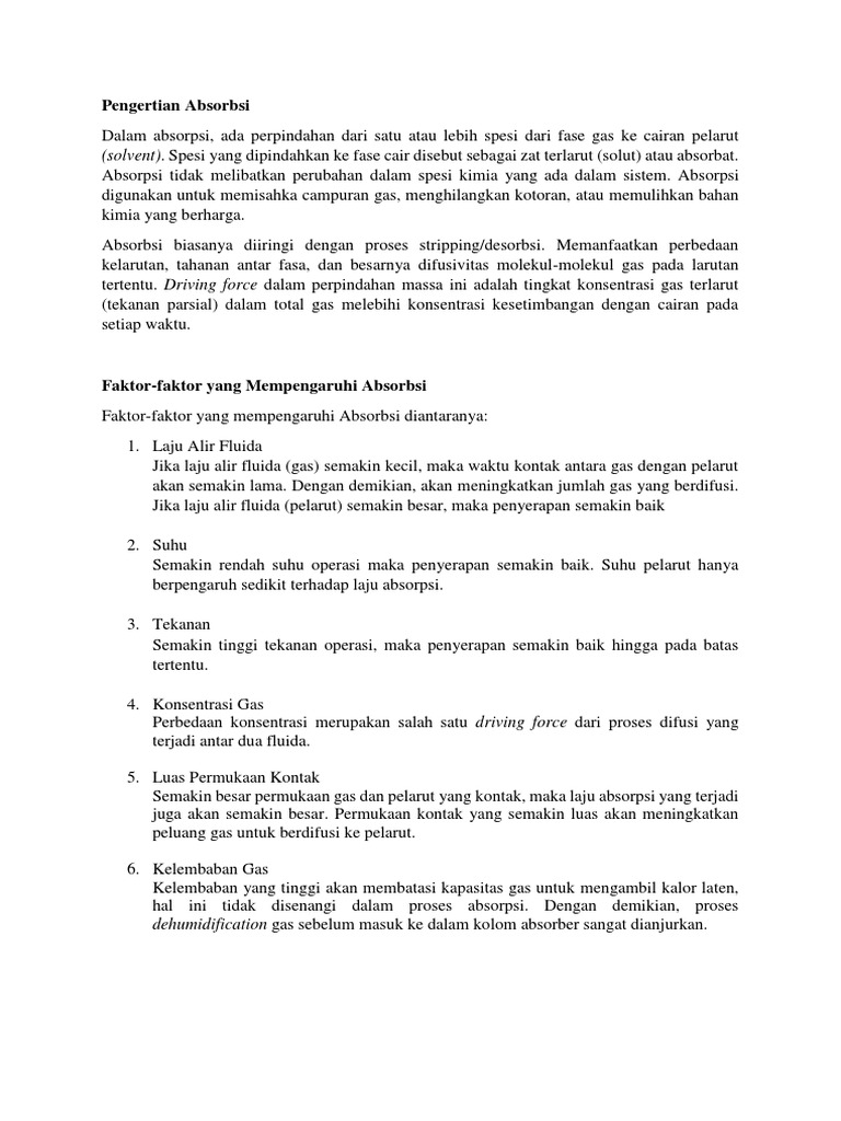 Pengertian Dan Faktor-Faktor Absorbsi | PDF