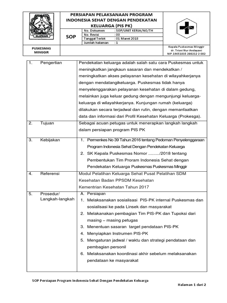 Sop Persiapan Pis PK | PDF