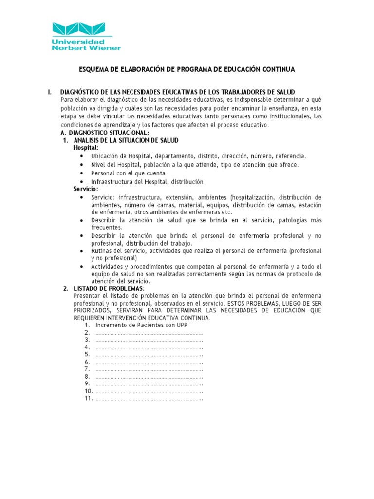 Esquema para Elaborar Programa de Educacion Continua | PDF | Hospital ...