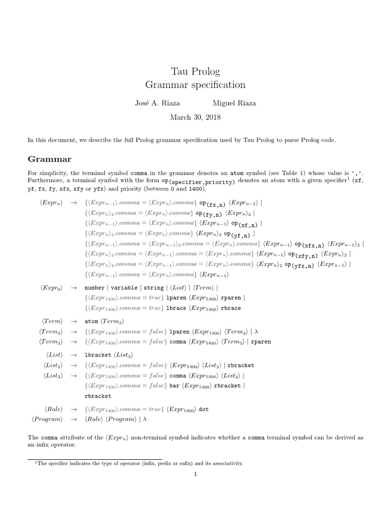 Grammar Specification | PDF | Metalogic | Syntax (Logic)