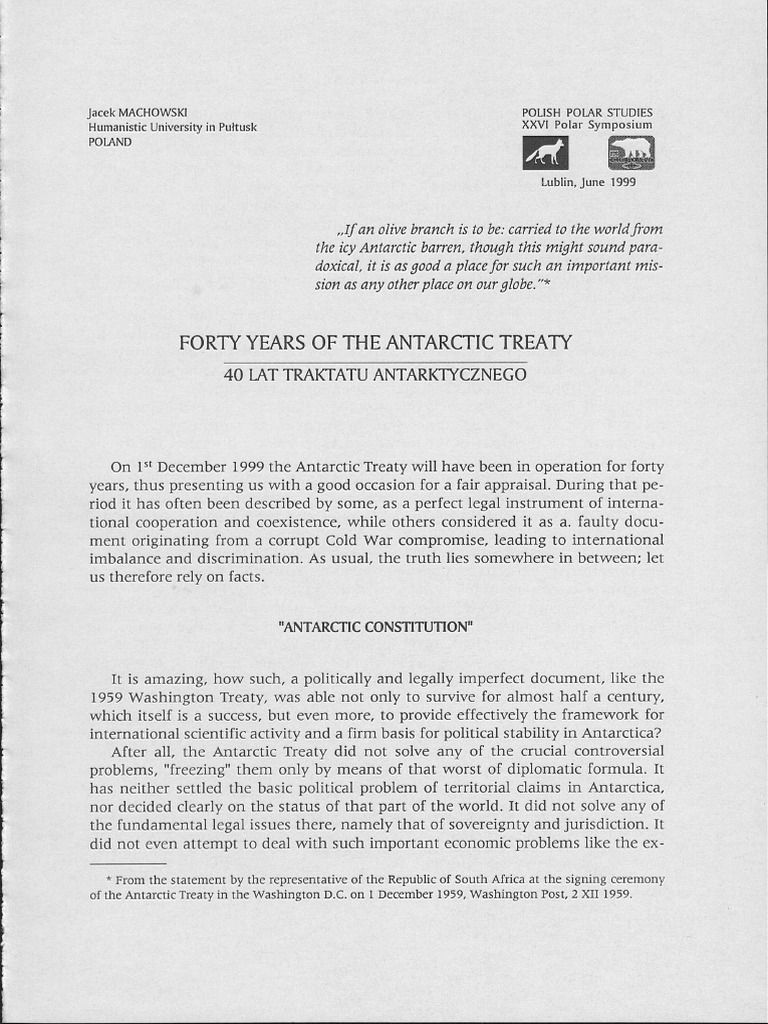 Forty Years of The Antarctic Treaty: 40 Lat Traktatu Antarktycznego ...