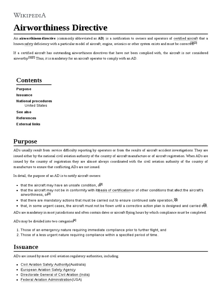 Airworthiness Directive | PDF | Aviation | Aerospace