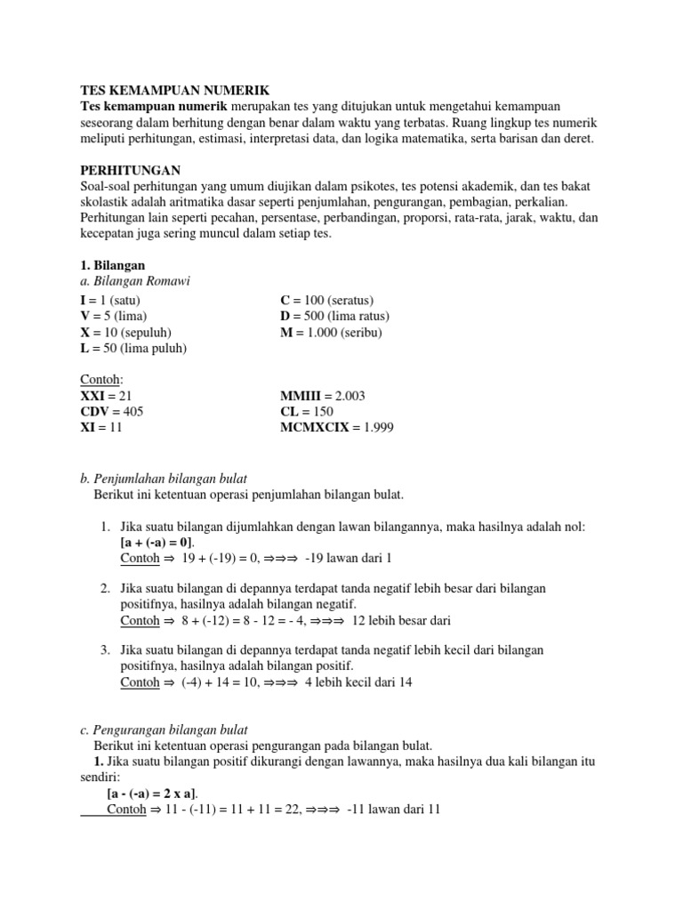 Perbedaan Kemampuan Numerik dan Logika | PDF