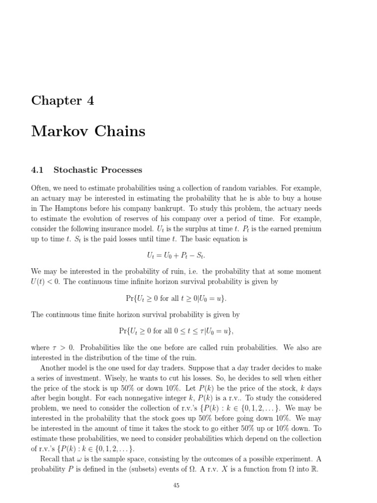 Markov Chains: 4.1 Stochastic Processes | PDF | Stochastic Process | Markov Chain