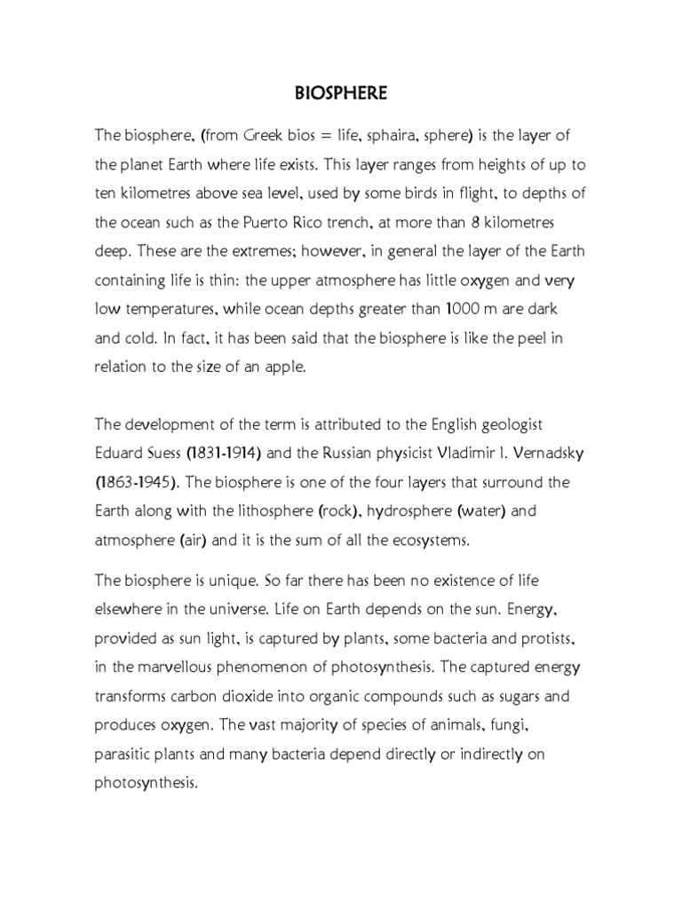 Biosphere | PDF | Earth | Atmosphere Of Earth