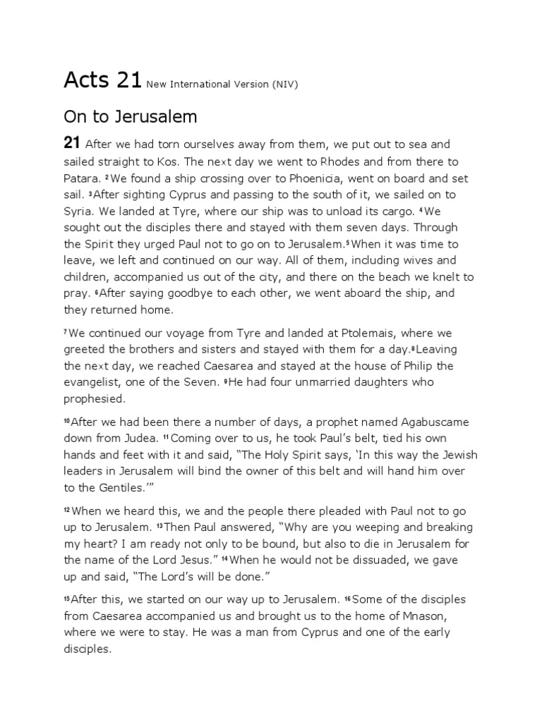 Acts 21 | PDF | Disciple (Christianity) | Paul The Apostle