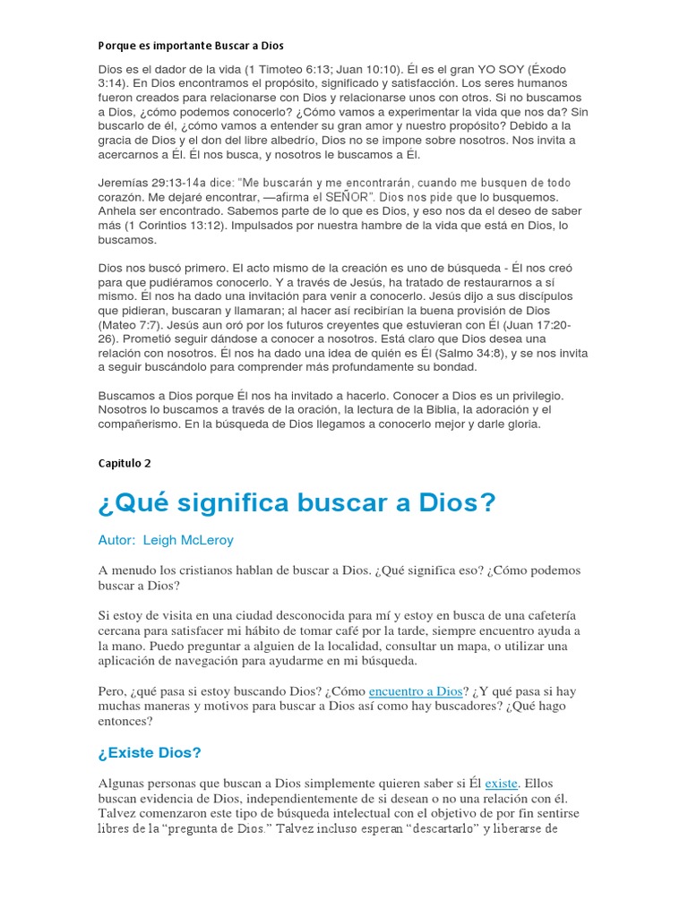 La Importancia de Buscar a Dios | PDF | Dios | Oración