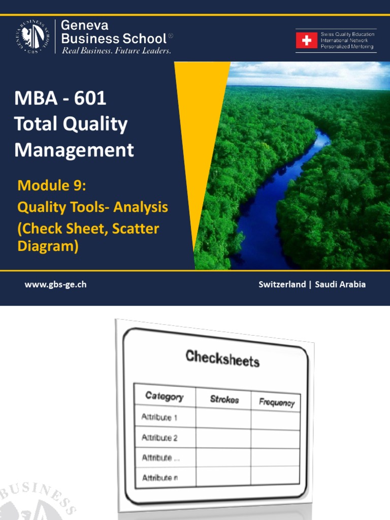 TQM - 601 Module 9 - Quality Tools - Check Sheet Scatter Diagram | PDF ...