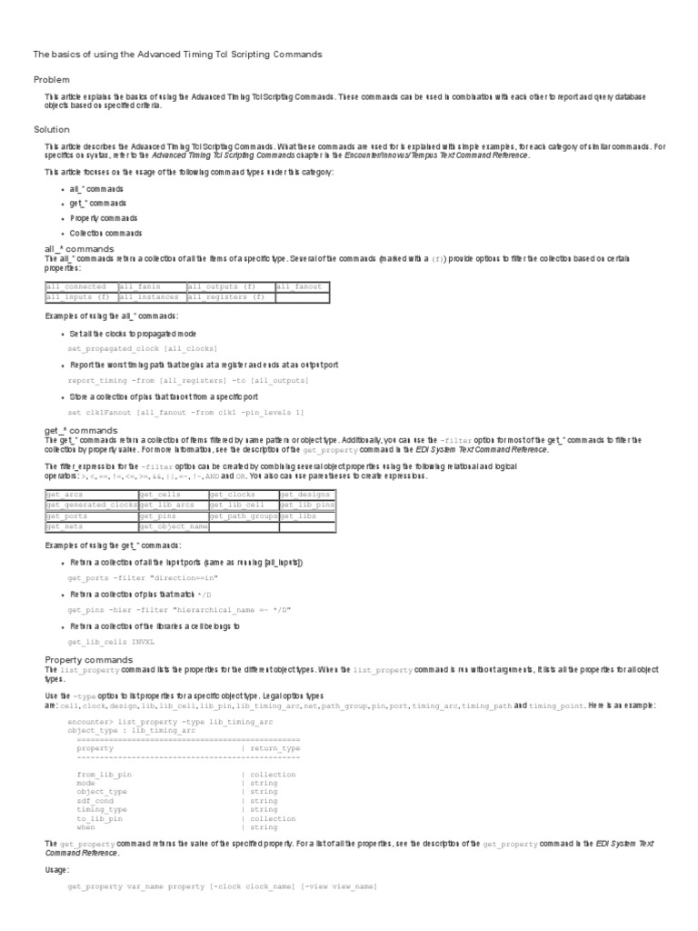 Timing T CL Scripting Commands | PDF | Parameter (Computer Programming ...