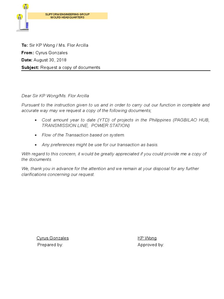 Document Request for Project Costs | PDF | Law