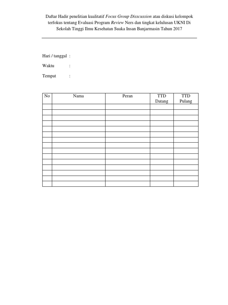 Daftar Hadir FGD | PDF