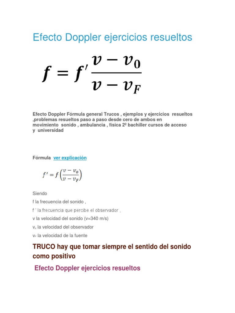 Efecto Doppler Ejercicios Resueltos