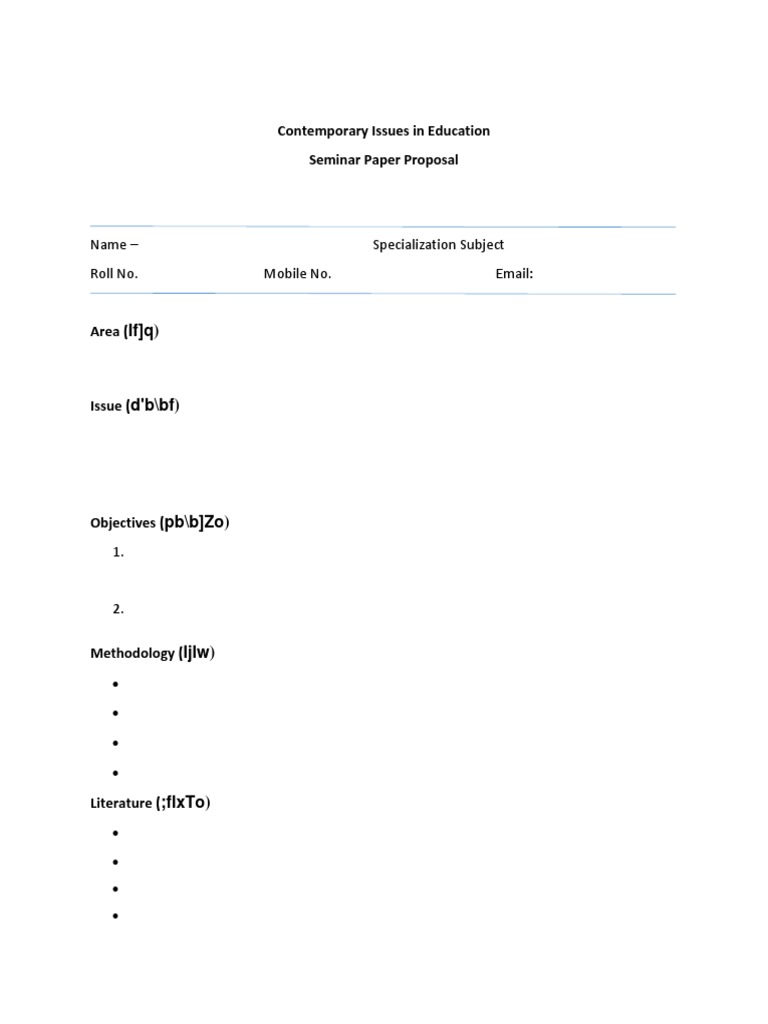 Seminar Proposal on Education Issues | PDF