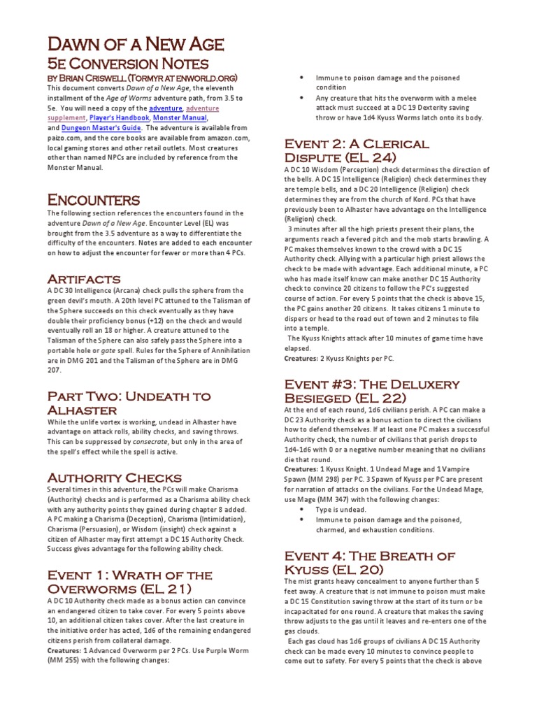 AoW 12 - Dawn of A New Age - 5e PDF | PDF | Dungeons & Dragons | Leisure