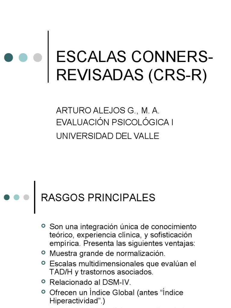 Escalas Conners-Revisadas (CRS-R) | PDF | Desorden hiperactivo y deficit de atencion | Ansiedad