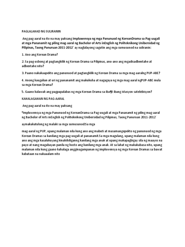 Paglalahad NG Suliranin | PDF