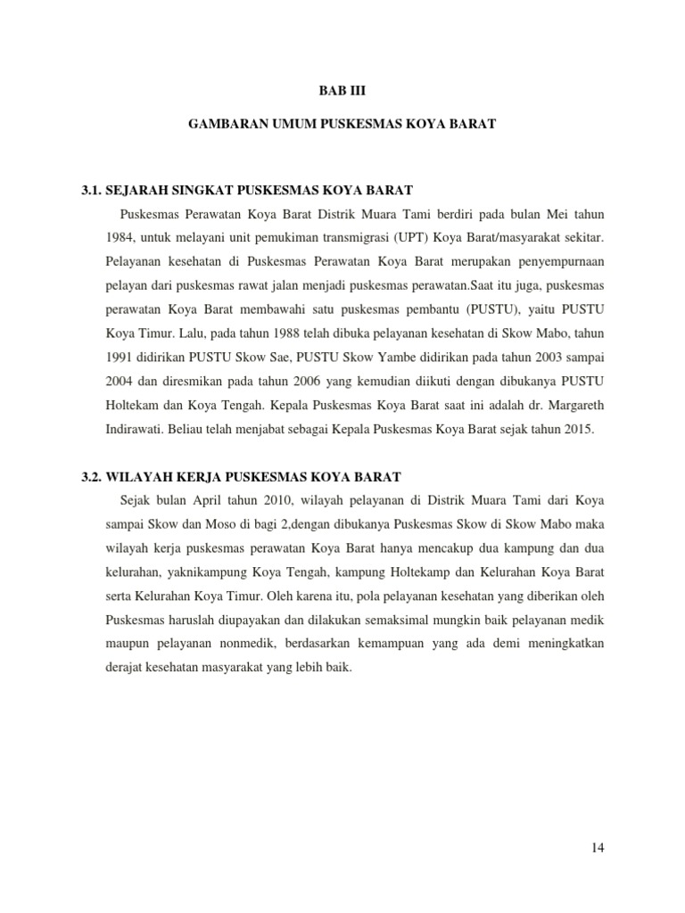 Bab III (Gambaran Umum Puskesmas Koya Barat) | PDF | Kesehatan Holistik | Gaya Hidup