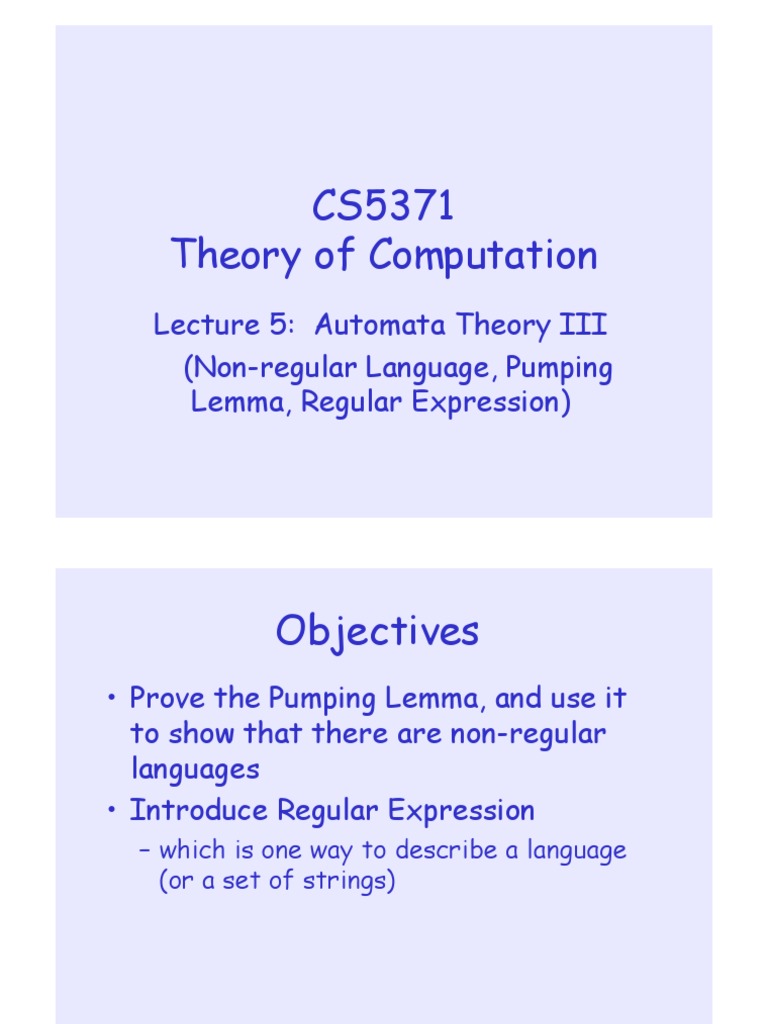 CS5371 Theory of Computation: Lecture 5: Automata Theory III (Non ... CS5371 Theory of Computation: Lecture 5: Automata Theory III (Non ...