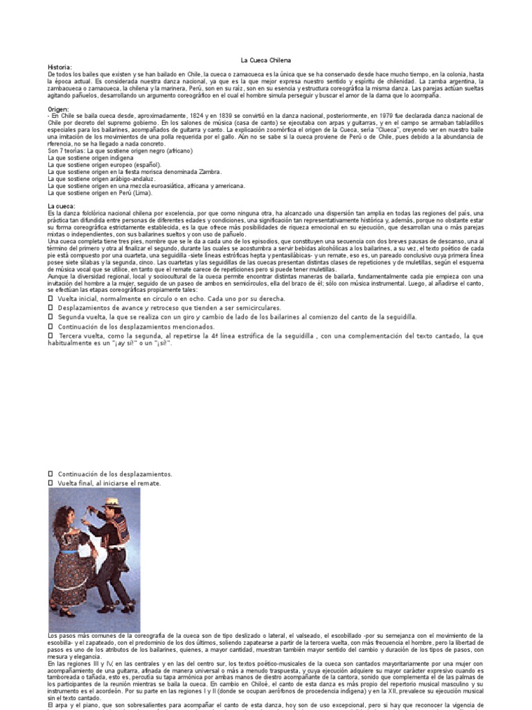 Historia y Origen de la Cueca Chilena | PDF | Bailes | Las artes escénicas