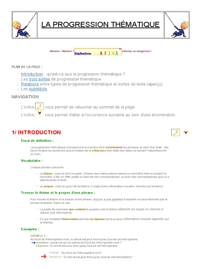Fiche de Synthèse - GRAMMAIRE DE TEXTE - La progression thématique.pdf | Phrase | Lecture ...
