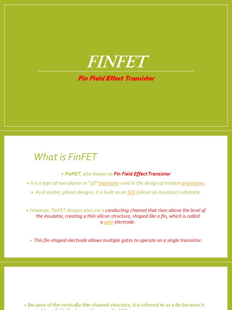 Finfet: Fin Field Effect Transistor | PDF | Field Effect Transistor ...
