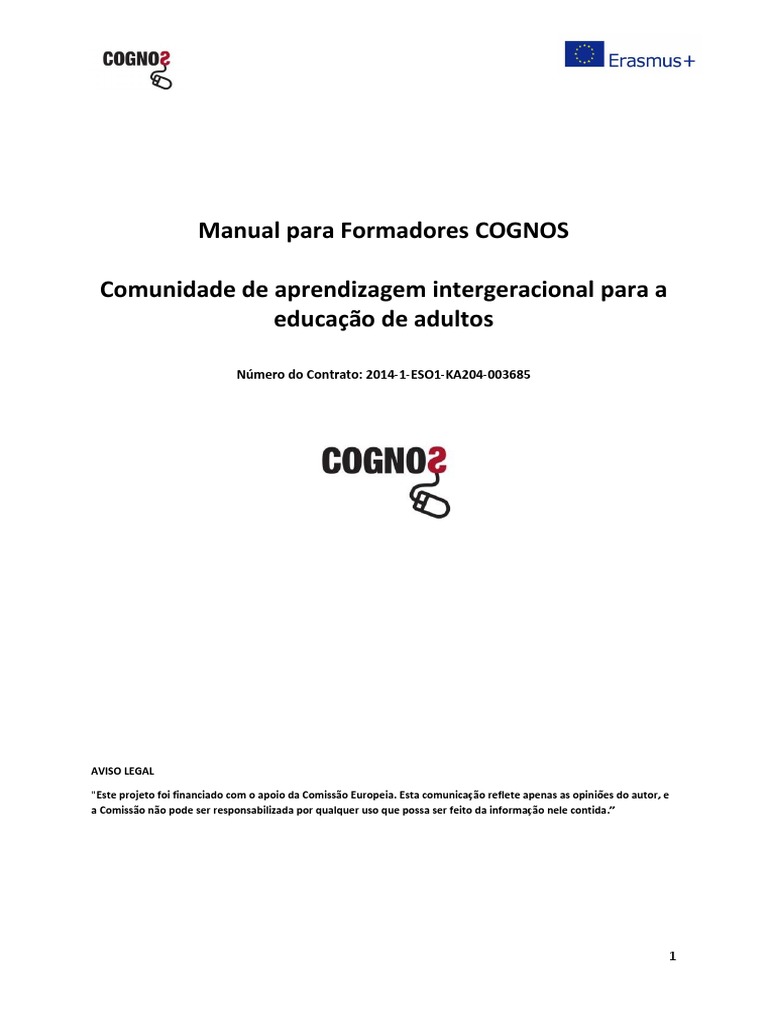 Cognos Manual Formador PT PDF | PDF | Alfabetização | Aprendizado