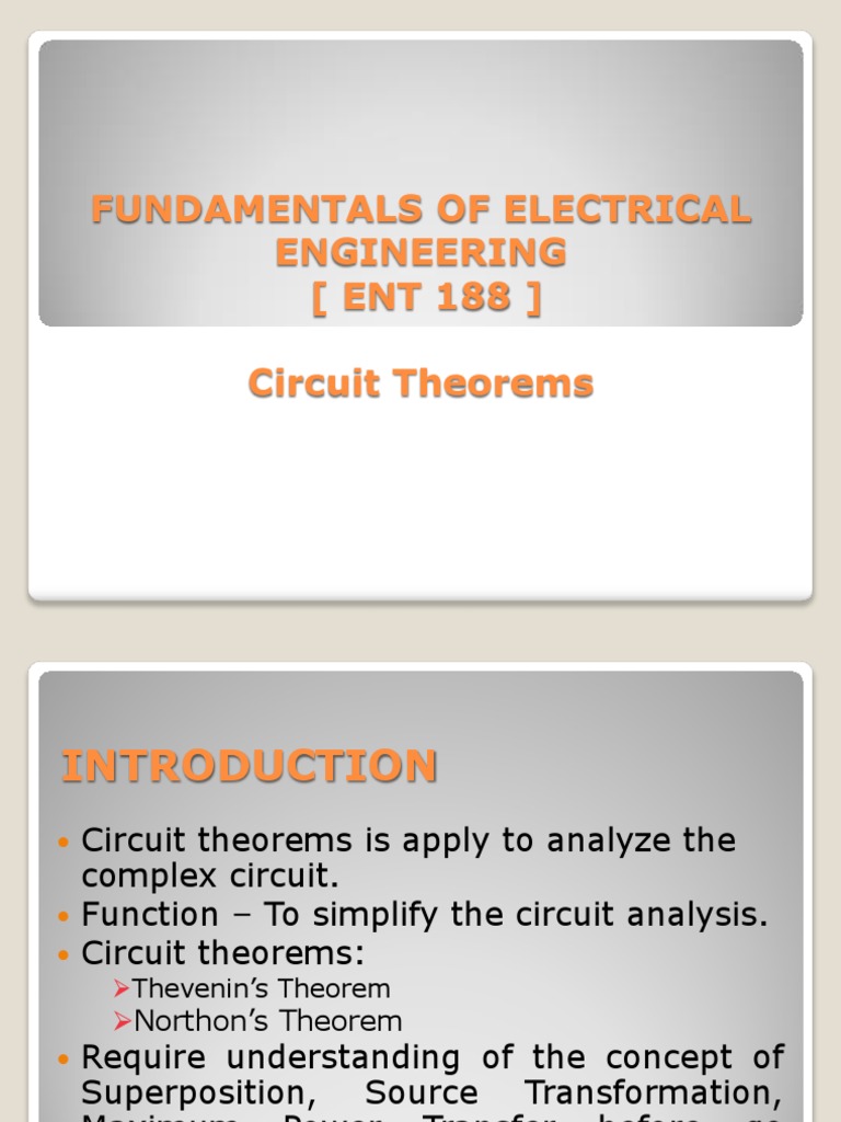 Lecture 5 - Circuit Theorems | PDF | Electrical Network | Series And Parallel Circuits