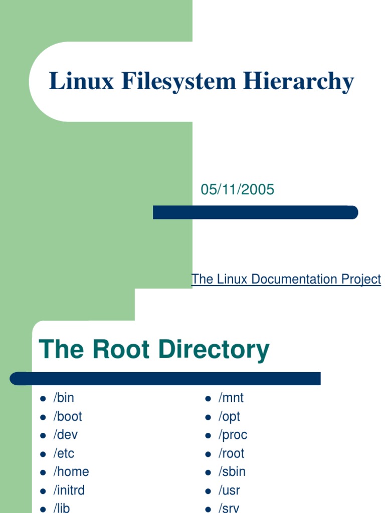 Linux Filesystem Hierarchy: The Linux Documentation Project | PDF | File System | Library ...