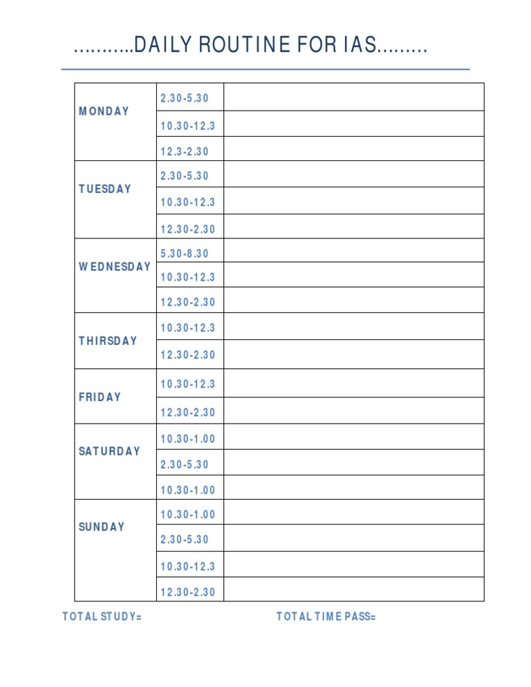 IAS Daily Study Routine Schedule | PDF | Home & Garden