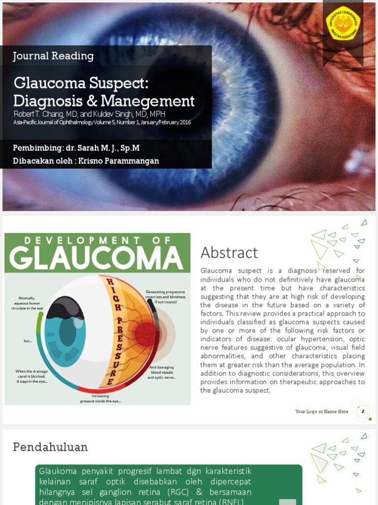 Glaucoma Suspect: Diagnosis & Manegement: Journal Reading | PDF ...