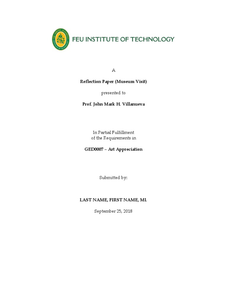 Museum Visit Reflection Paper | PDF | Social Science | Art