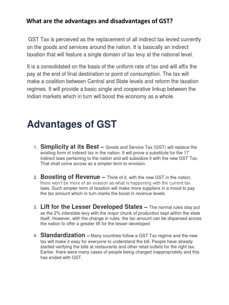 Benefits of GST | PDF | Taxes | Small And Medium Sized Enterprises