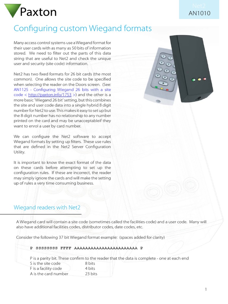 Configuring Custom Wiegand Formats: Wiegand Readers With Net2 | PDF ...