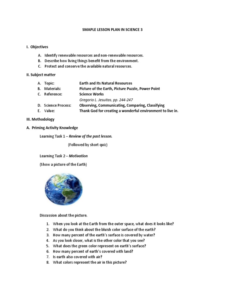 Lesson Plan in Science | PDF | Resource | Lesson Plan