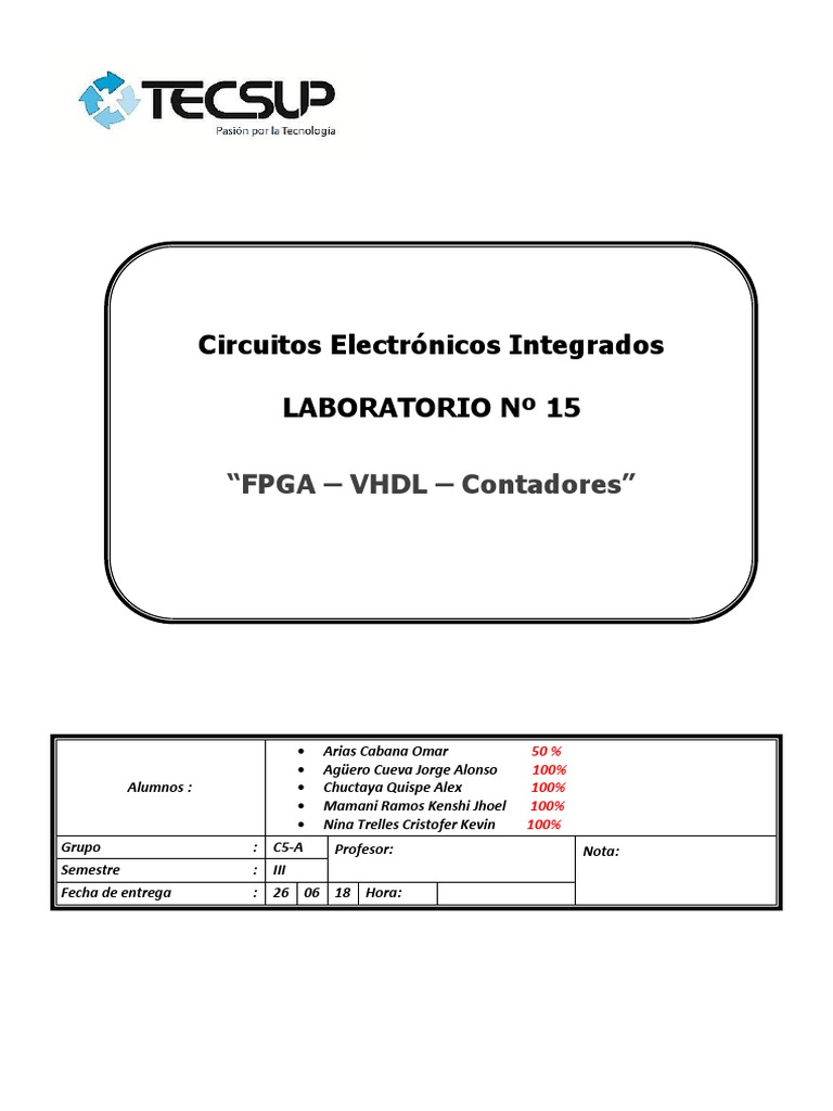 l14 - Fpga VHDL Contadores | PDF | Vhdl | Arreglos de compuertas lógicas programables en sitio