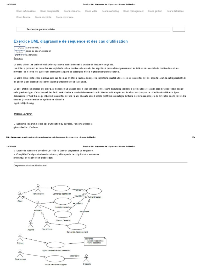 Exercice UML : Cas d'utilisation et séquence | PDF | Cas d'utilisation ...